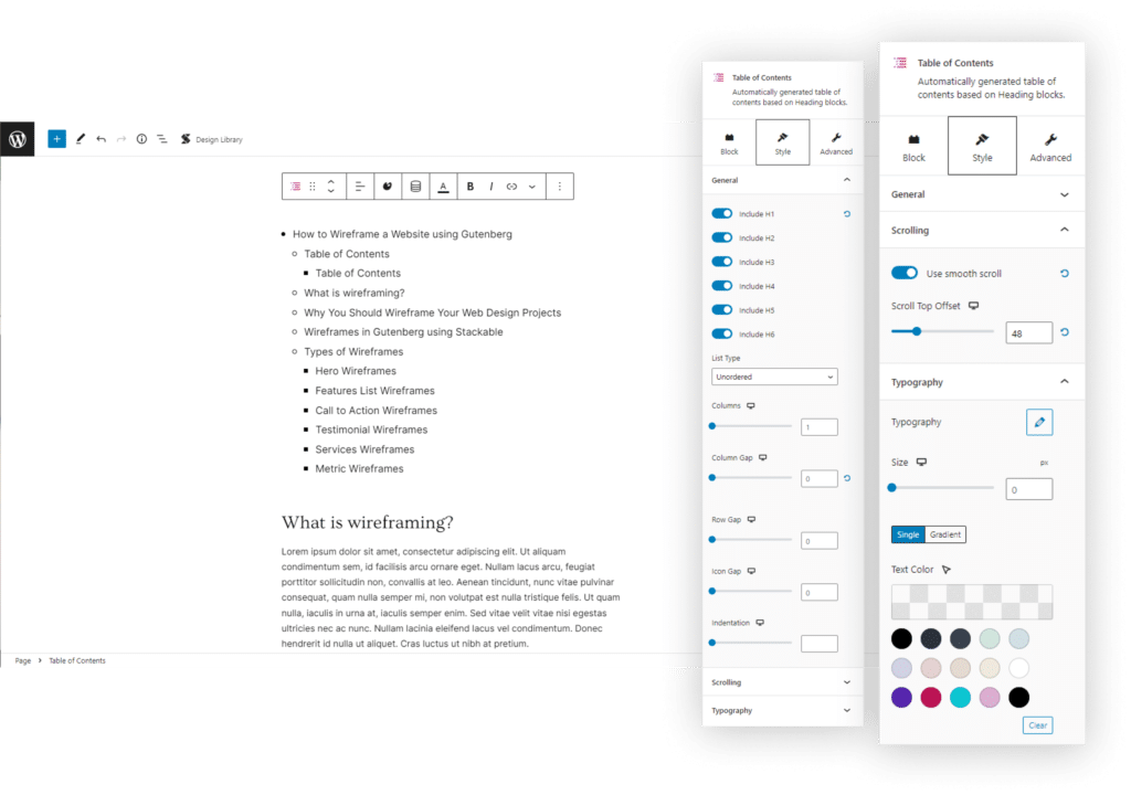 Table of Contents Block for WordPress - Stackable