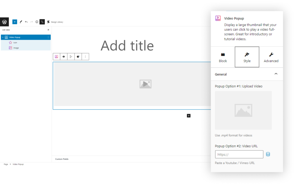 Video Popup Block for WordPress - Stackable